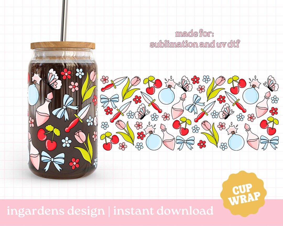 Fem Rage Cup Wrap PNG, 16oz Glass Can Wrap, Cute Cup Wrap PNG, Glass ...