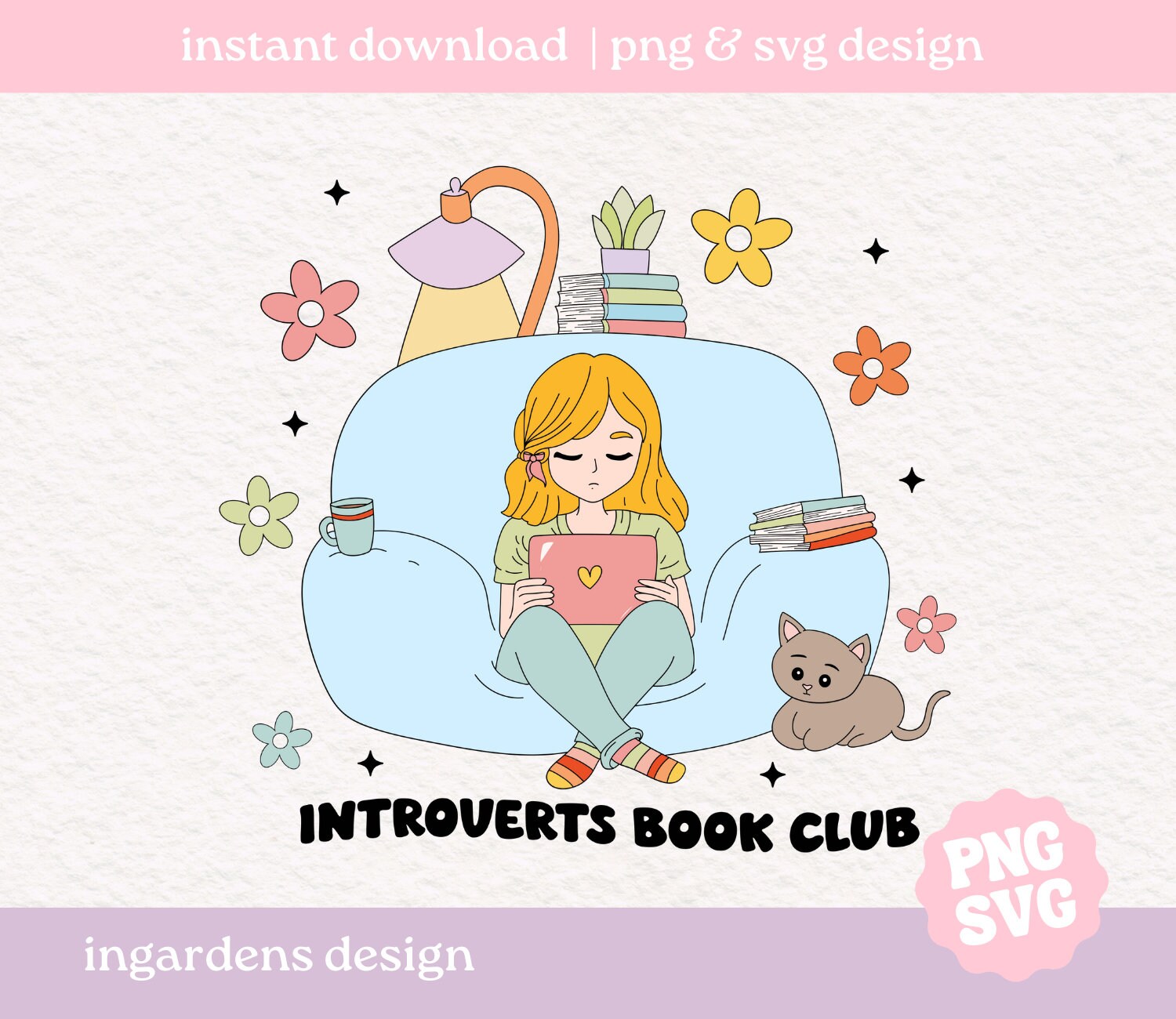 Introverts Book Club PNG SVG, Bookish Svg Png, Mental Health Png Svg ...