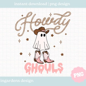 Howdy Ghouls PNG, Cowboy Ghost Png, Howdy Png, Halloween Fall Design ...
