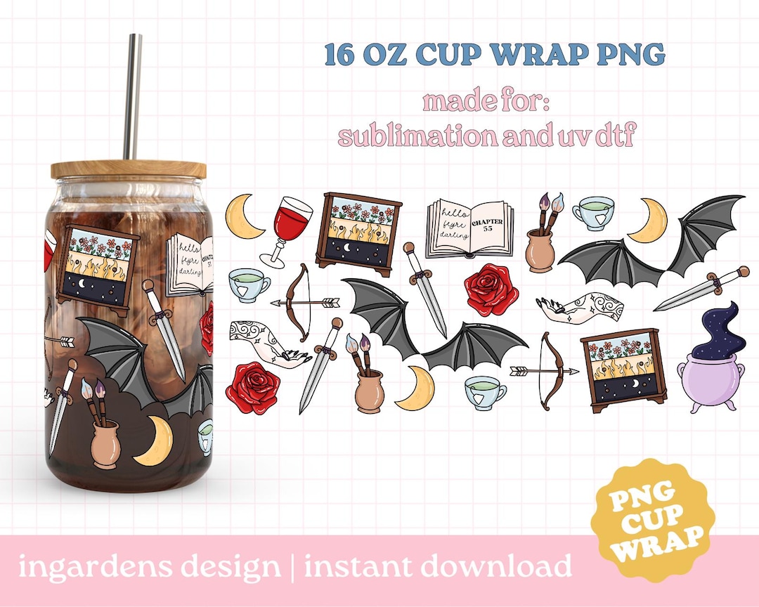 ACOTAR Cup Wrap PNG, Bookish Romantasy Cup Wrap PNG Design for T-shirts ...