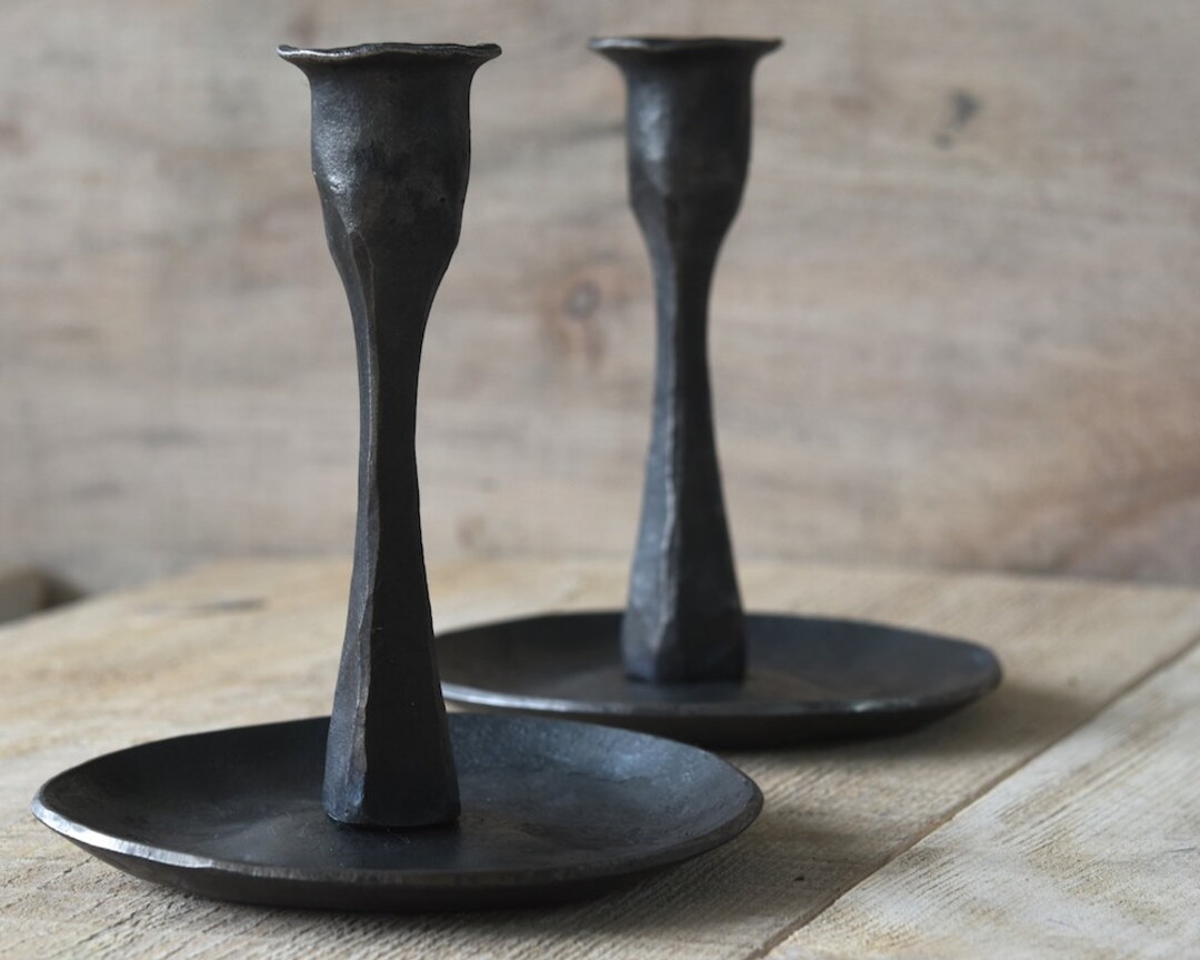 A Pair of CANDLESTICKS Iron Hand Forged Personalized Gift Iron - Etsy