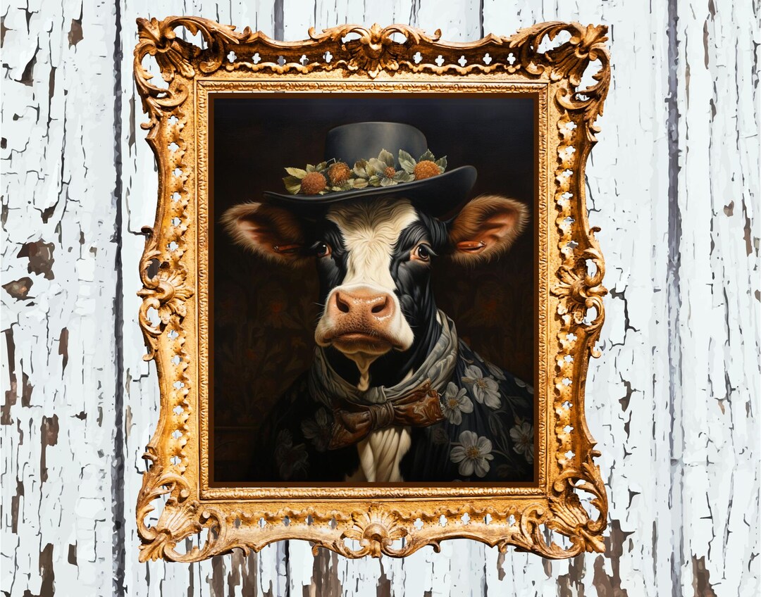 Well Dressed Cow Farm Animals Printable Mystical Whimsigoth Wall Decor ...