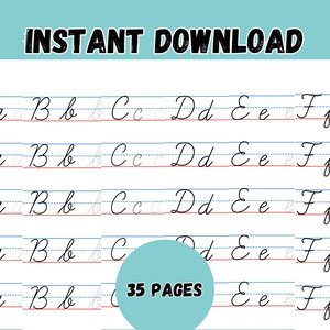 Large Font Cursive Handwriting Practice Sheets, Printable Handwriting ...