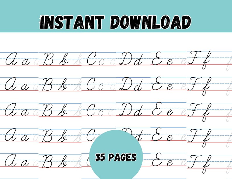 Large Font Cursive Handwriting Practice Sheets, Printable Handwriting ...
