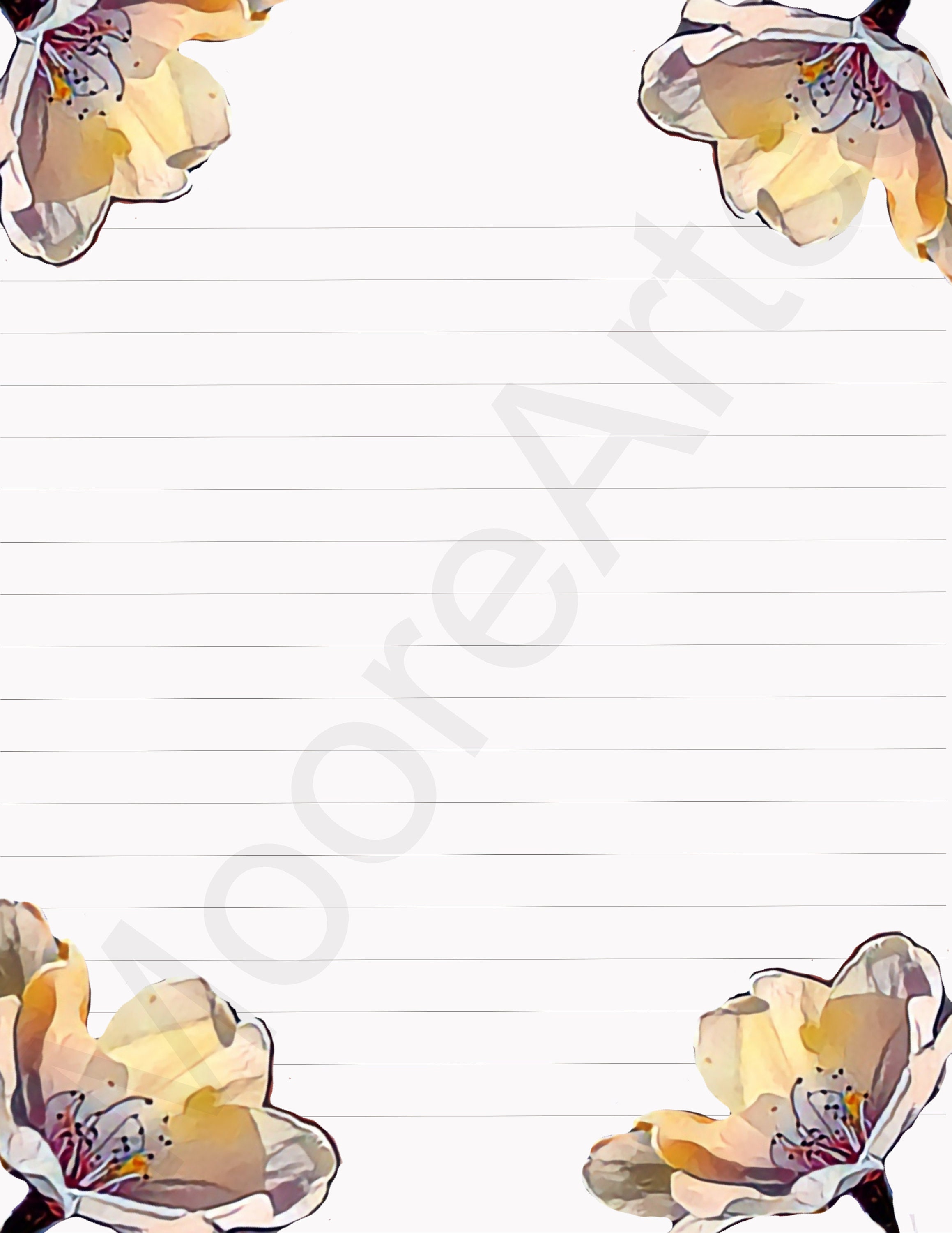 Printable Lined Paper Blank Writing Paper Cherry Design Paper Letter ...