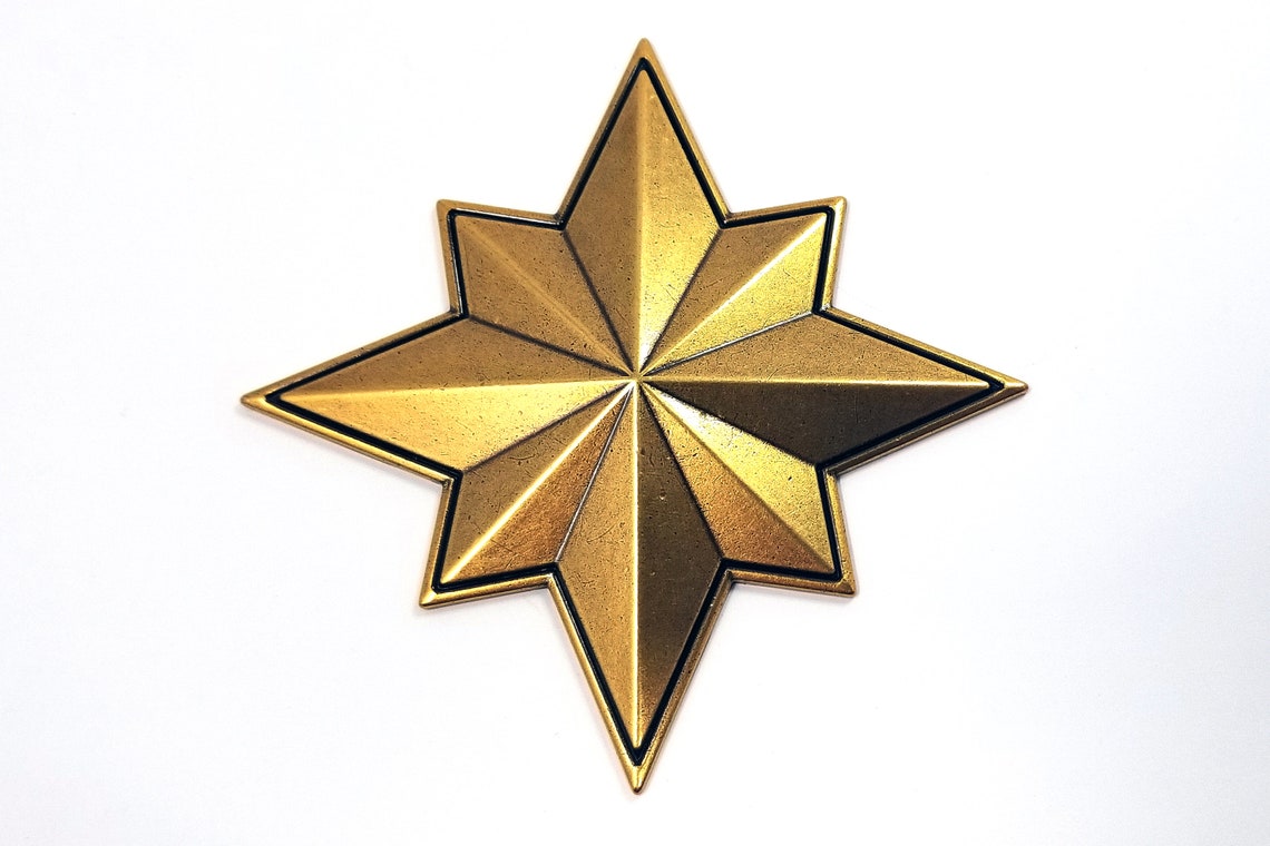 Captain Marvel Star Chest Emblem - Made in Metal - Antique Gold ...