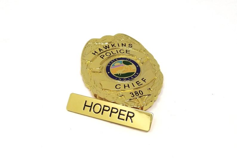 Chief Hopper Hawkins Police Badge and Name Tag Prop Replica - Etsy