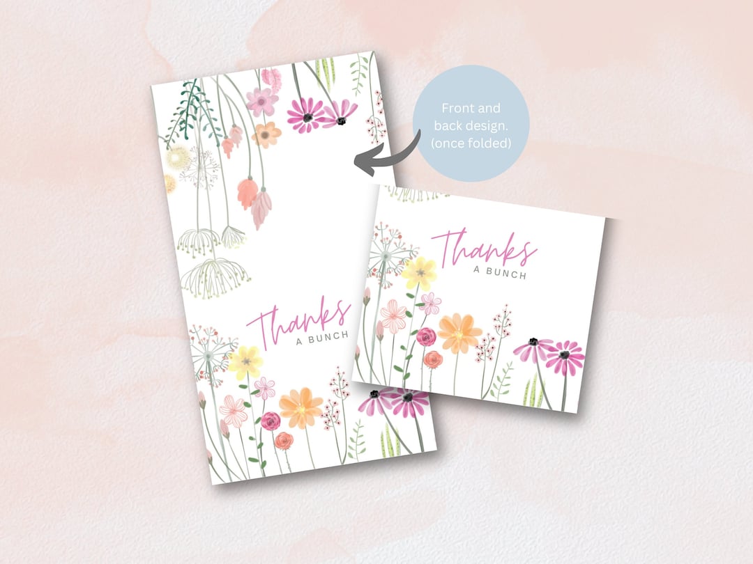Folding Thank You Note, Flower Thank You Card, Thanks a Bunch, Spring ...