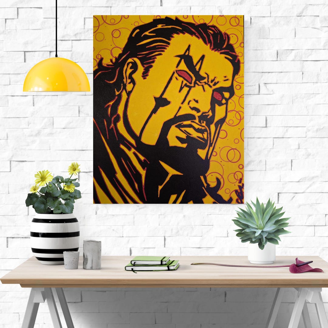 BISHOP, Bishop Painting, Hand Painted X-men Art, Yellow Red Acrylic ...