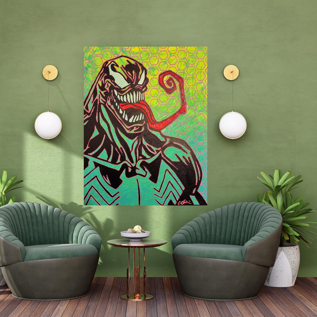 Hand-painted Venom Canvas Art, Marvel Villain Artwork - Etsy