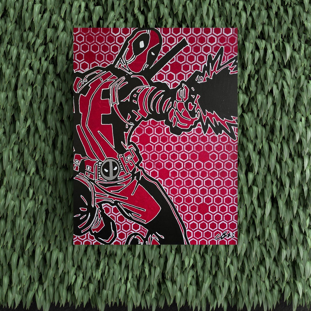 Hand-painted Deadpool Painting, Marvel Comics Art, Antihero Decor - Etsy