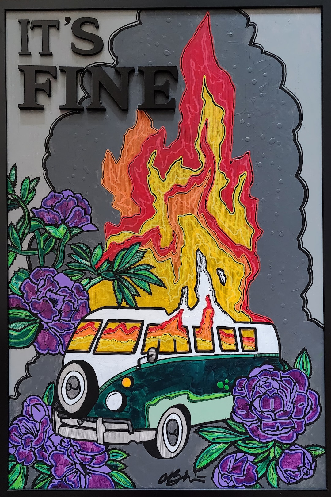 ITS FINE, Bus on Fire - Etsy