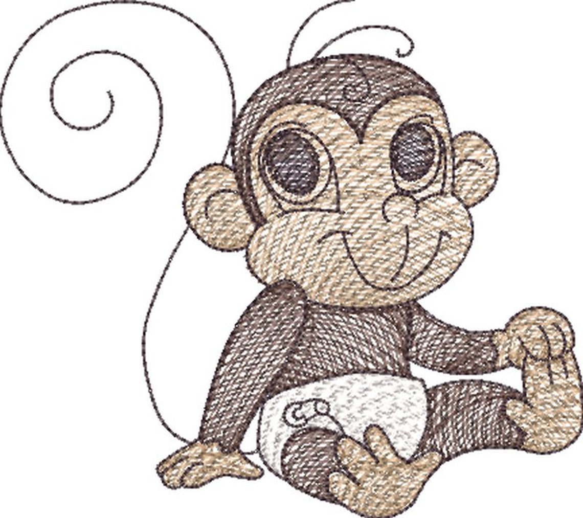 Baby Monkeys Machine Embroidery Designs Instant Download - Etsy