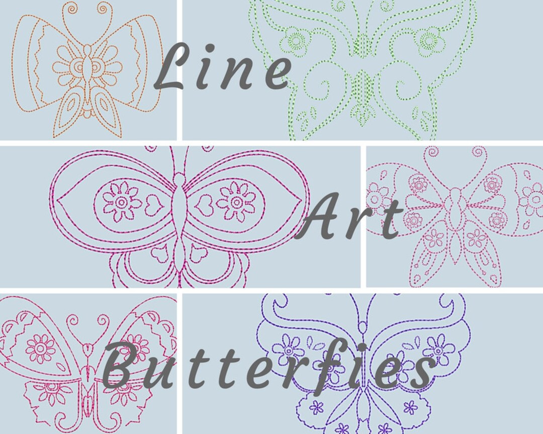Redwork Spring Butterflies Machine Embroidery Designs PACK OF 10 ...