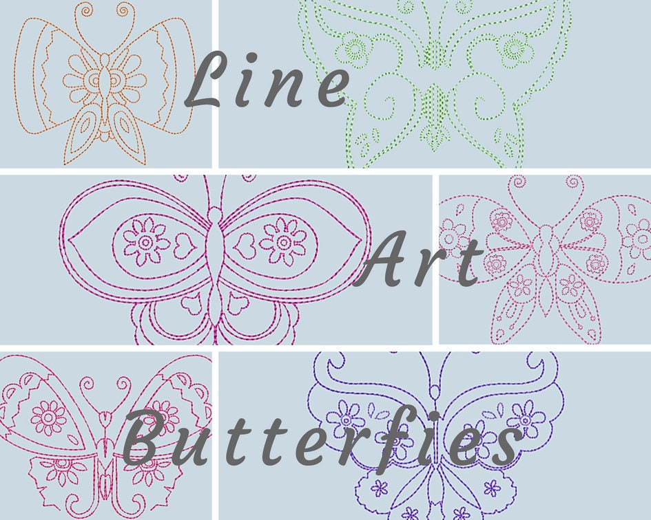 Redwork Spring Butterflies Machine Embroidery Designs PACK OF | Etsy