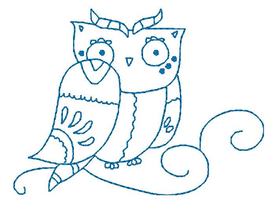 Cute Owl Line Art Embroidery Designs PACK OF 10, Instant Download, 2 ...