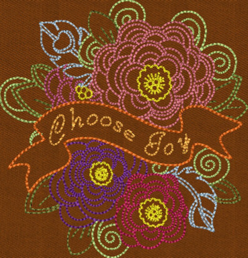 CHOOSE JOY Line Art Inspirational Quote Machine Embroidery | Etsy