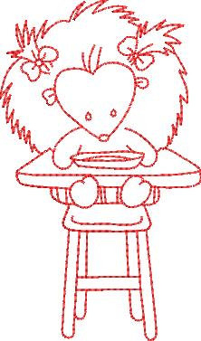 Redwork Baby Hedgehogs Machine Embroidery Designs PACK OF 10 Instant ...