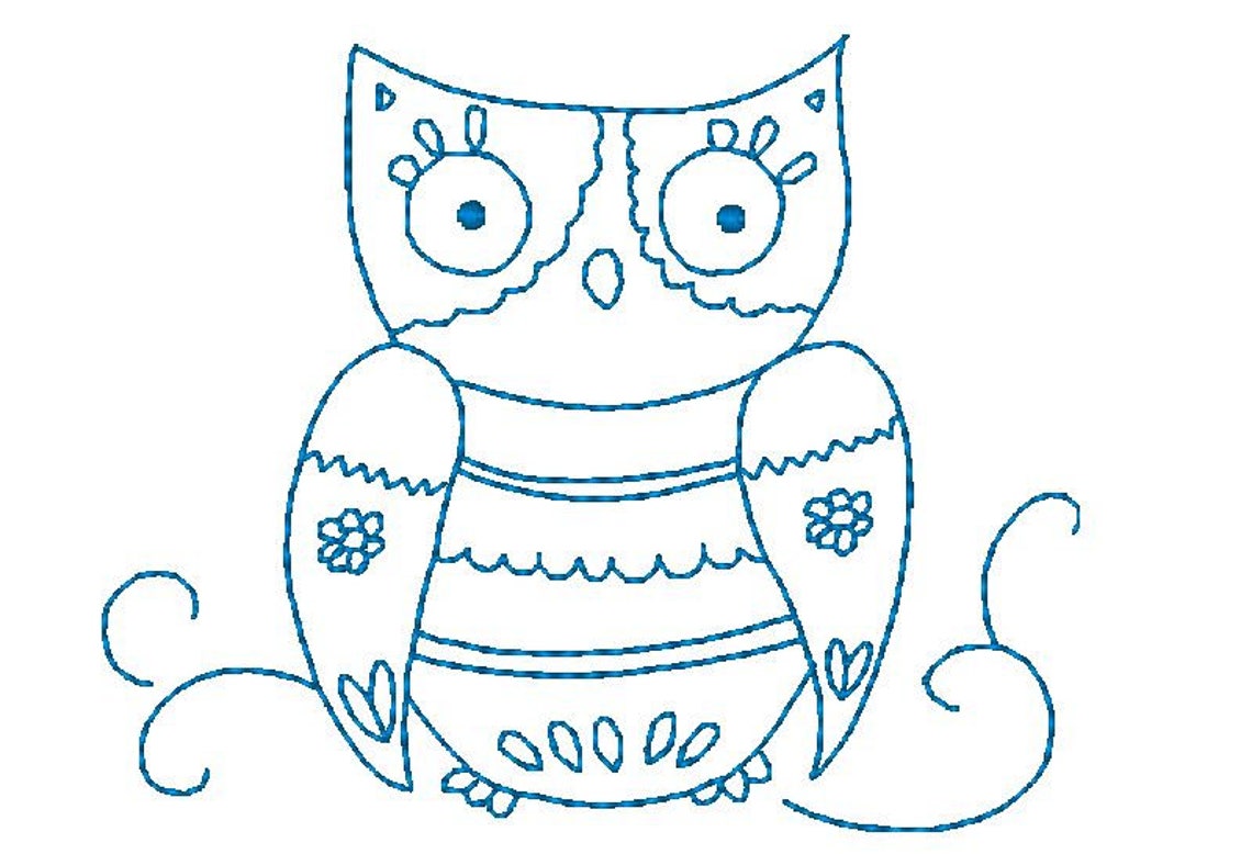 Cute Owl Line Art Embroidery Designs PACK OF 10, Instant Download, 2 ...