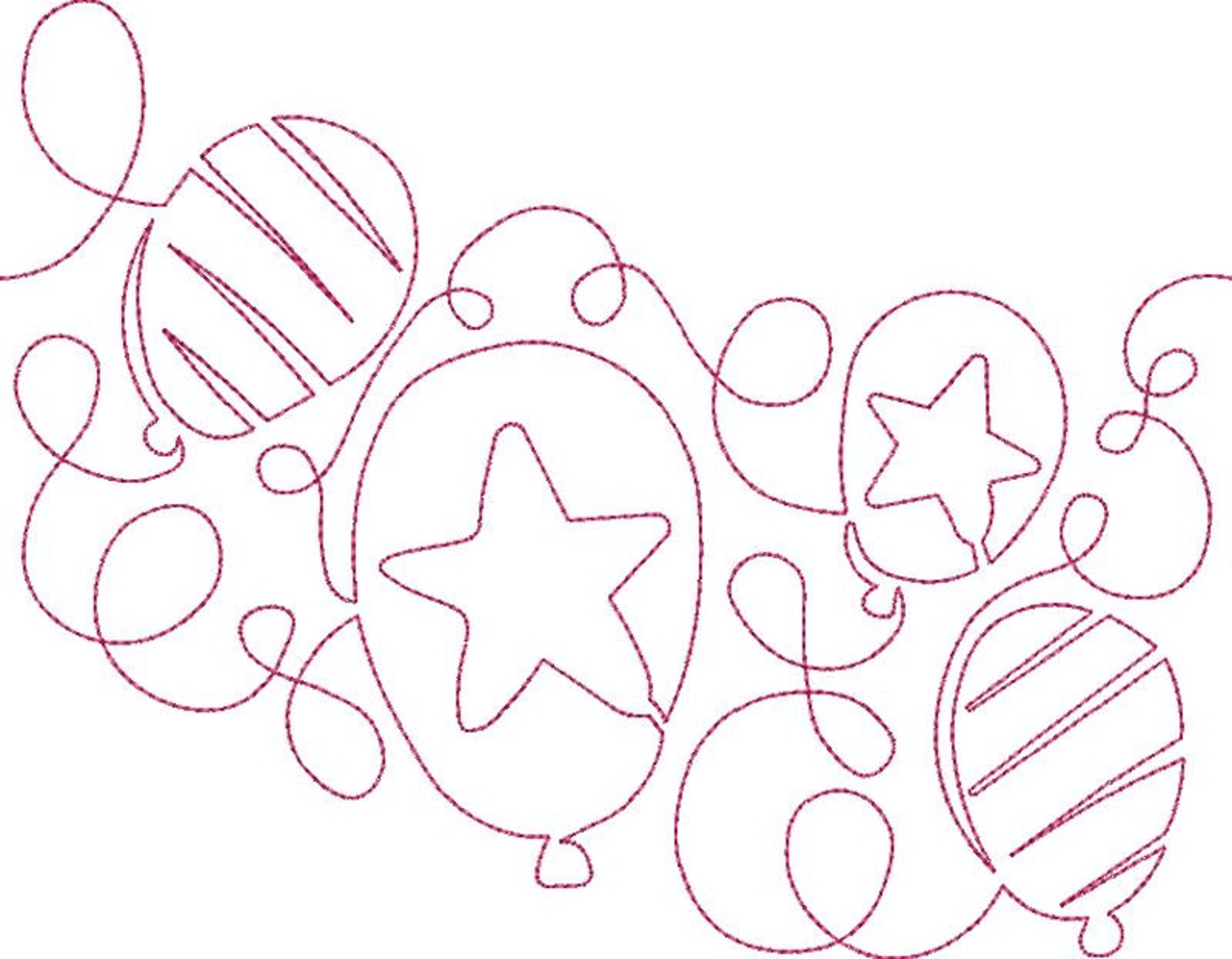 10 Free Motion Continuous Line America Machine Embroidery | Etsy