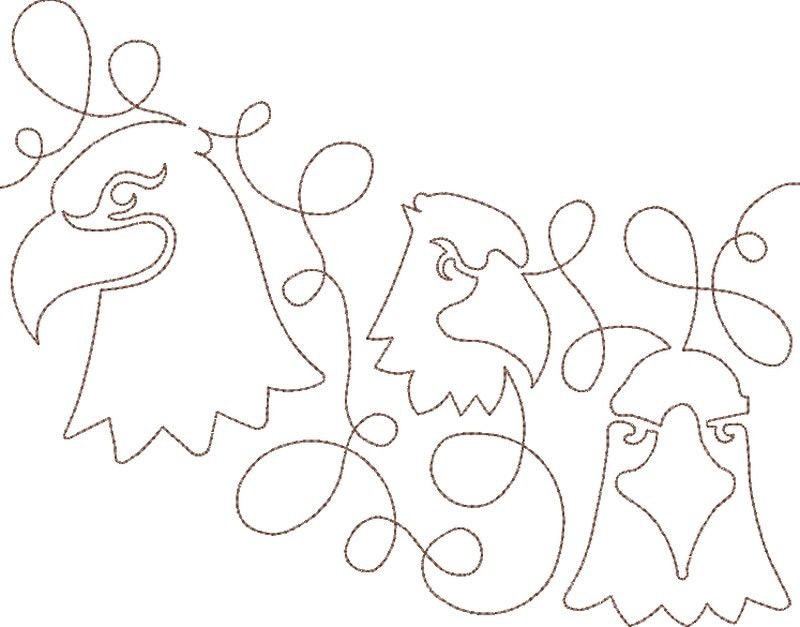 10 Free Motion Continuous Line America Machine Embroidery | Etsy