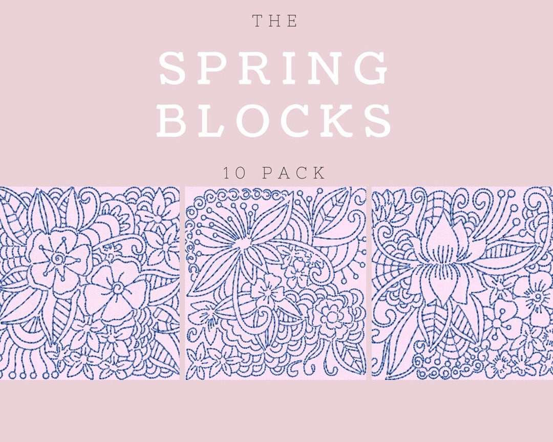 Spring Block Machine Embroidery Designs PACK OF 10 Instant Download - Etsy
