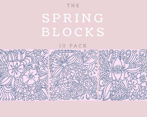 Spring Block Machine Embroidery Designs PACK OF 10 Instant - Etsy