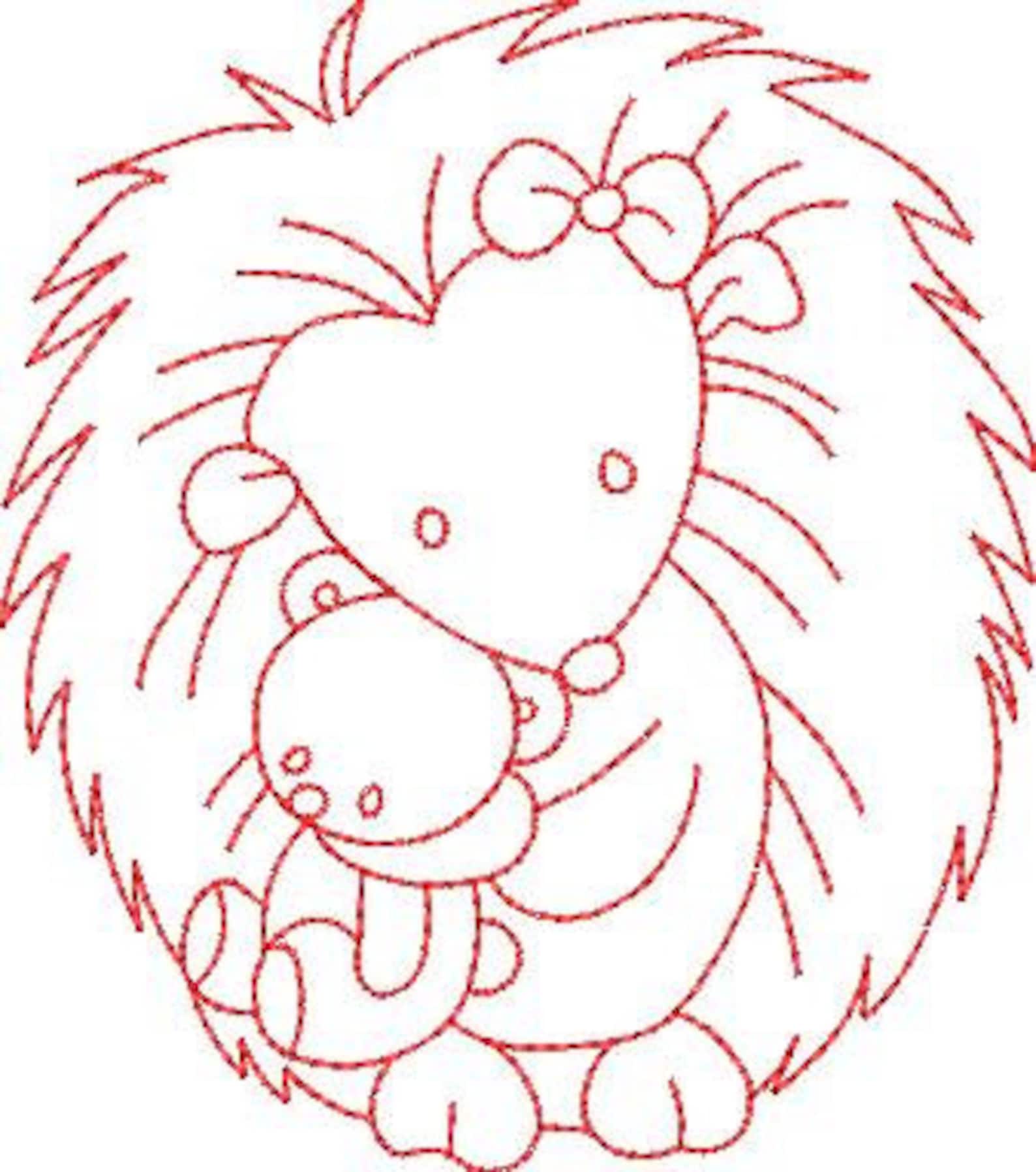 Redwork Baby Hedgehogs Machine Embroidery Designs PACK OF 10 Instant ...