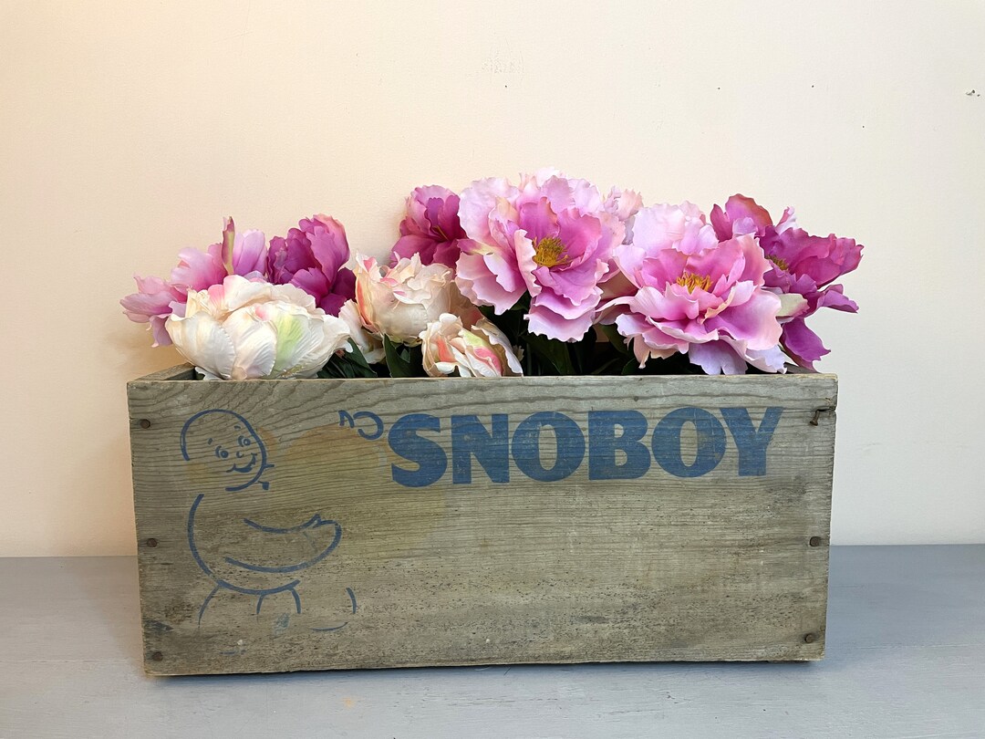 SNOBOY Antique Wooden Fruit Crate Small RARE Vintage 1930s Rustic Box ...