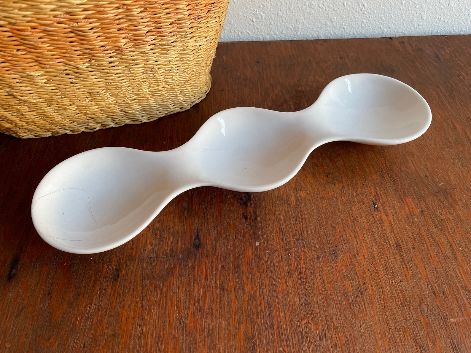 Vintage PIER ONE White Porcelain Modernist Serving Dish - Etsy