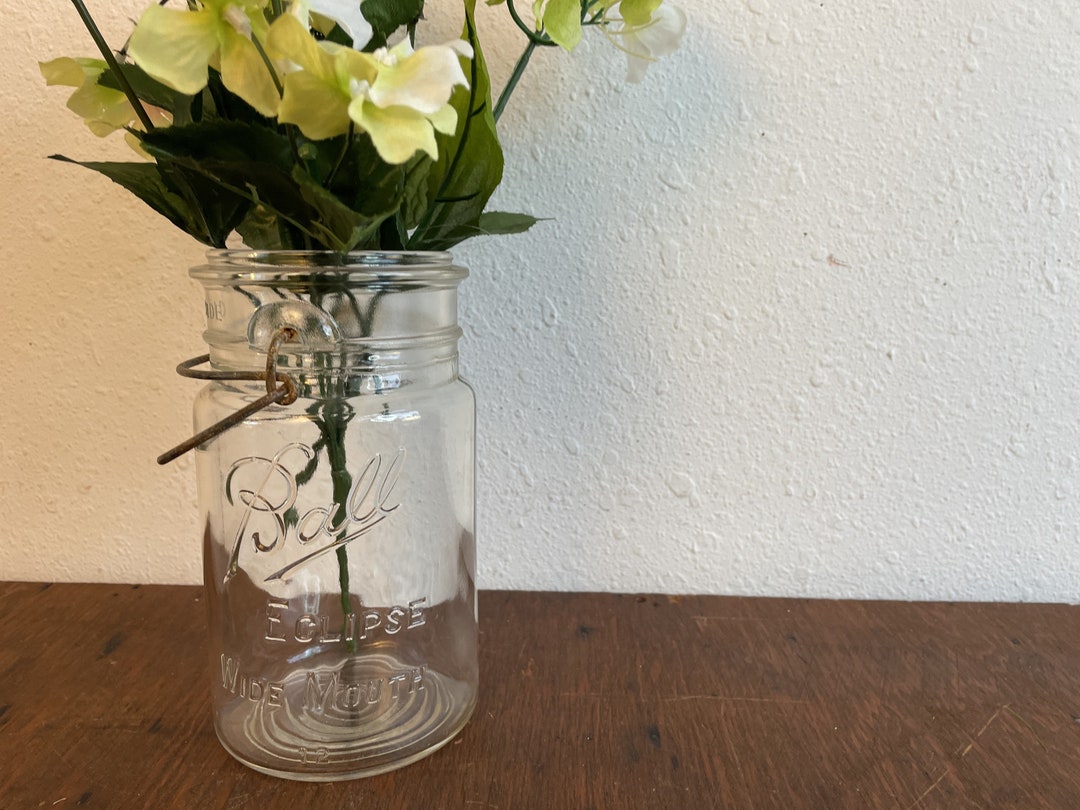Clear Eclipse Wide Mouth Mason Jar Vintage 1940s Canning - Etsy