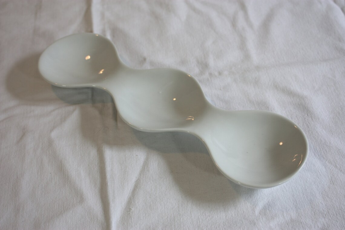 Vintage PIER ONE White Porcelain Modernist Serving Dish | Etsy