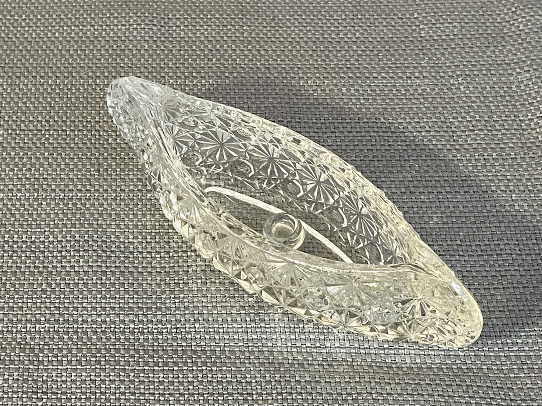 Fenton Crystal Canoe Daisy Button Candlestick Holder Vintage 1960s Home ...