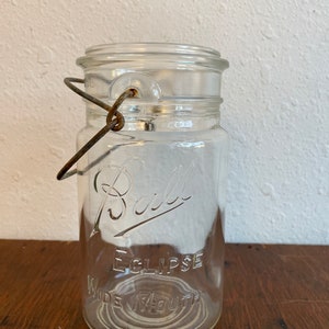 Clear Eclipse Wide Mouth Mason Jar Vintage 1940s Canning - Etsy