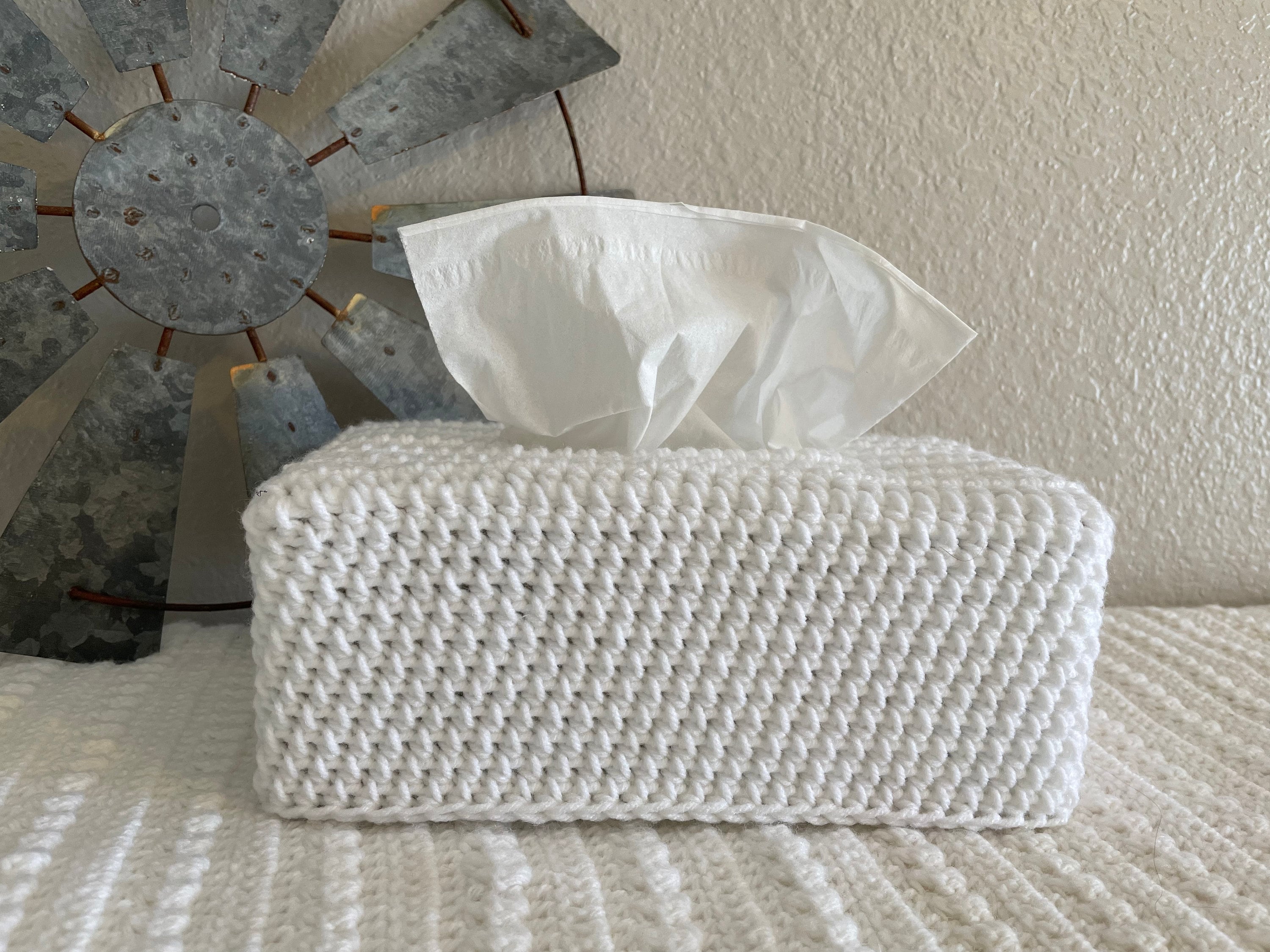 Farmhouse Crocheted Tissue Box Cover - Etsy