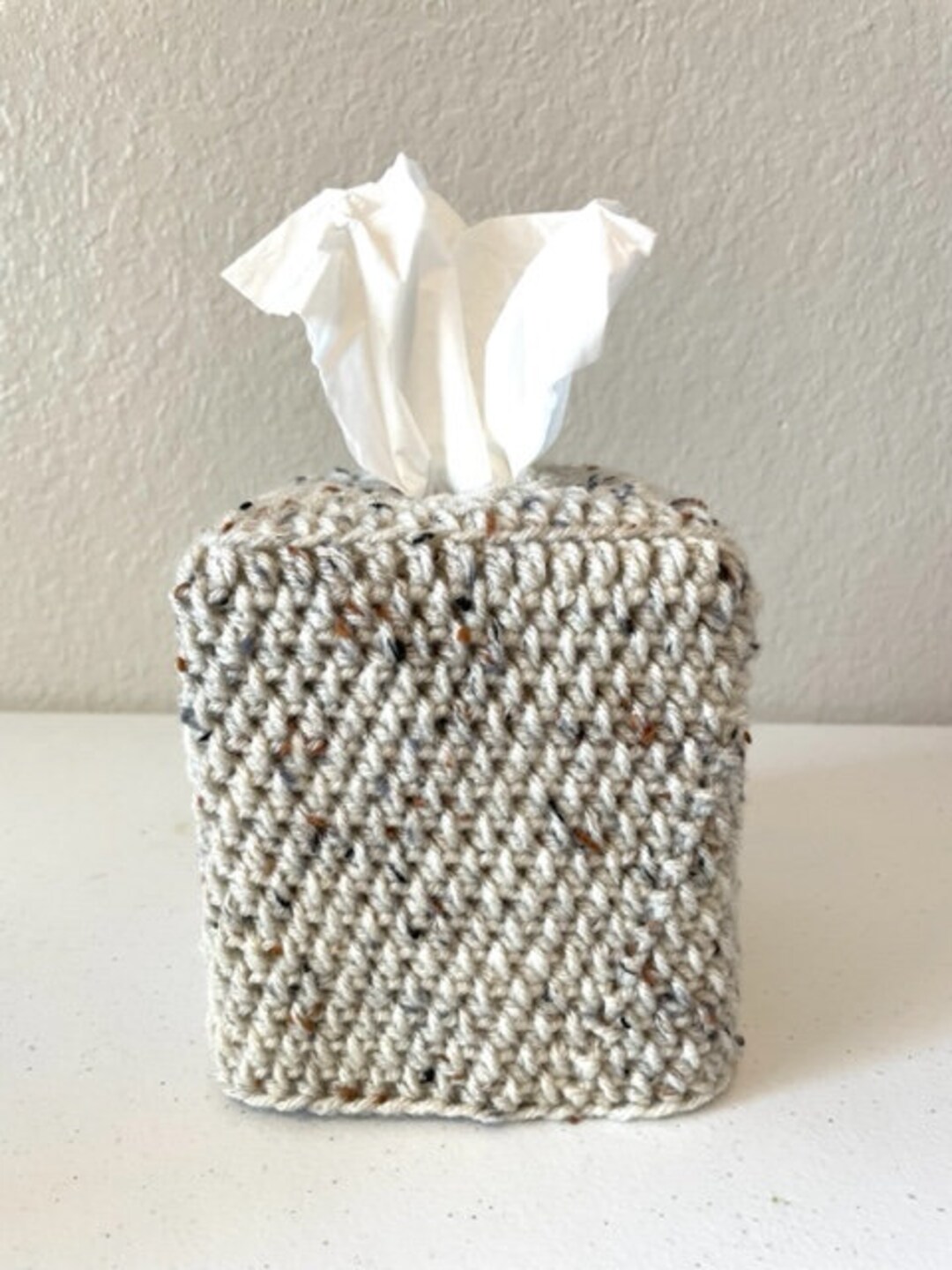 Farmhouse Crocheted Square Tissue Box Cover - Etsy