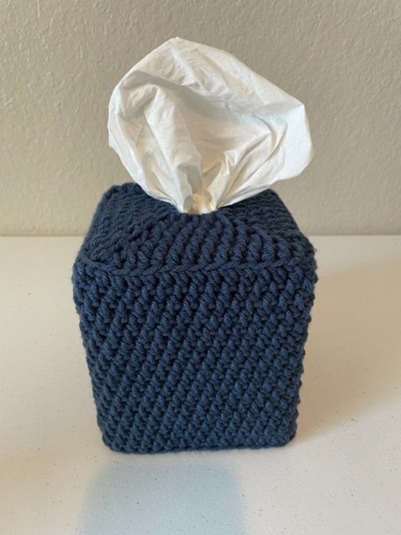 Farmhouse Crocheted Square Tissue Box Cover - Etsy