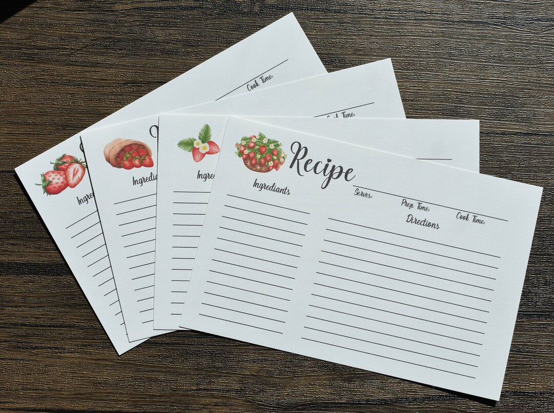 Strawberry Recipe Cards, Summer Recipe Cards, Desserts, Cooking ...