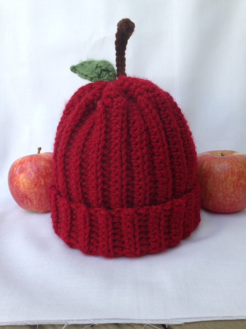 Crochet Apple Hat, Crochet Baby Hat, Toddler Hat, Fruit Hat, Baby Gift ...