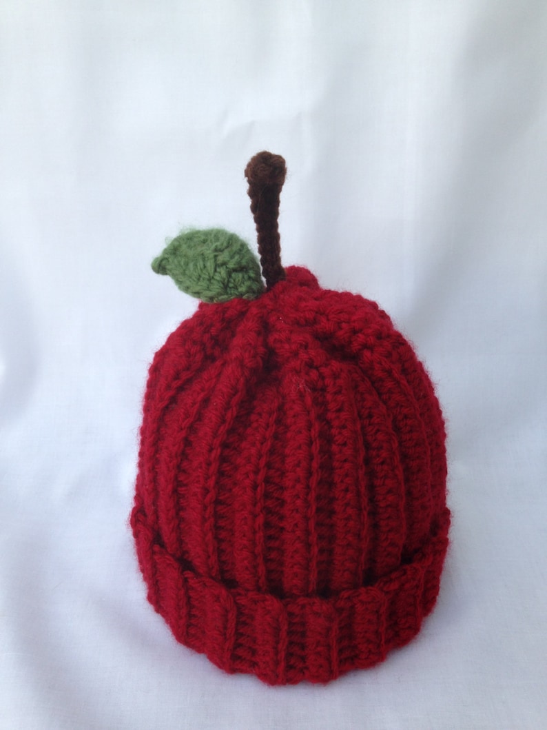 Crochet Apple Hat, Crochet Baby Hat, Toddler Hat, Fruit Hat, Baby Gift ...