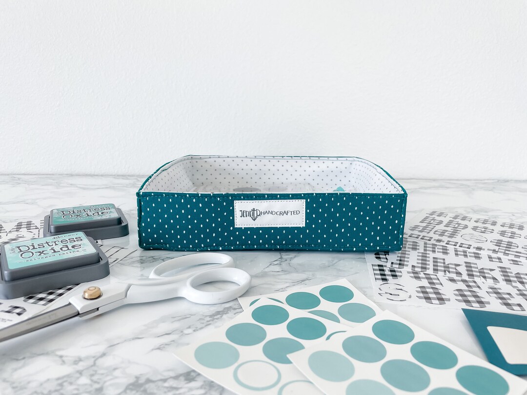 Teal Stitch and Repeat Desk Storage Tray. Work From Home Office Decor ...