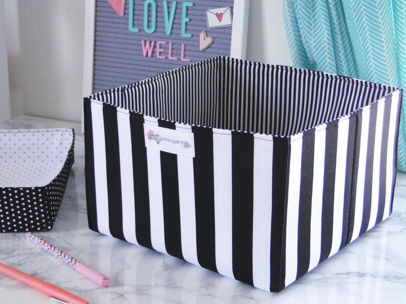 Black and White Stripe Storage for Bedroom. Room Shelf | Etsy