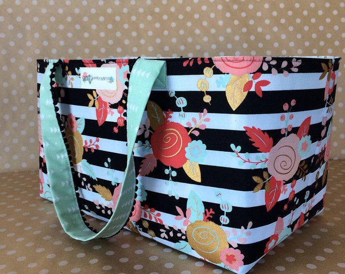 Black & White Gold Floral Craft Storage Caddy. Floral Room - Etsy