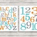 Baby Boy Room Decor, Teal Orange and Grey Printable Alphabet and ...