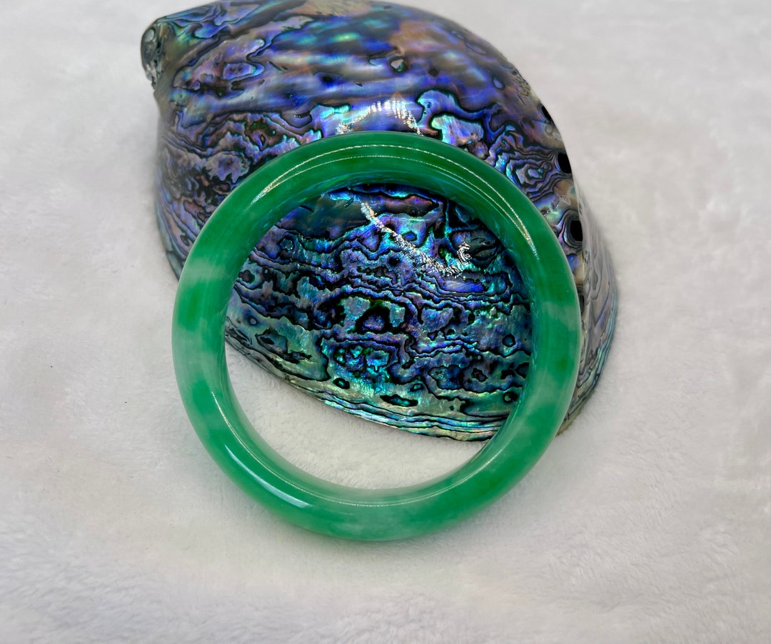 Medium Smooth Mottled Green Natural Jadeite Jade Bangle - Etsy