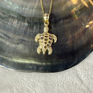 Golden Turtle Honu. 14K Solid Gold Turtle Pendant Necklace - Etsy