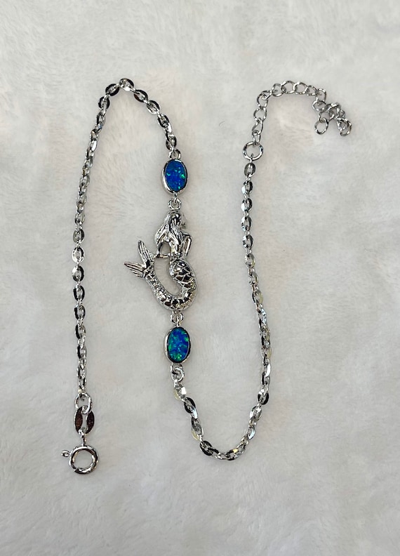 Anklet Hawaiian Mermaid with opals in Sterling Silver Etsy