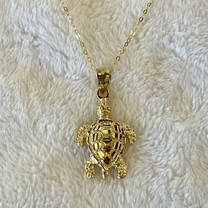 Golden Turtle Honu. 14K Solid Gold Turtle Pendant Necklace - Etsy