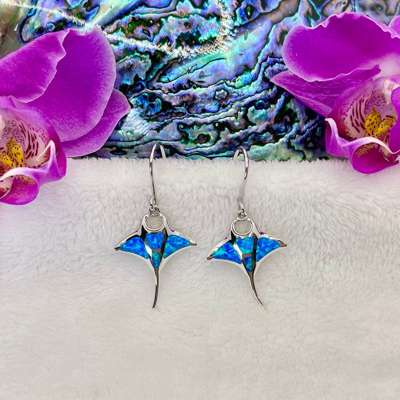 Blue Manta Ray Earrings - Etsy