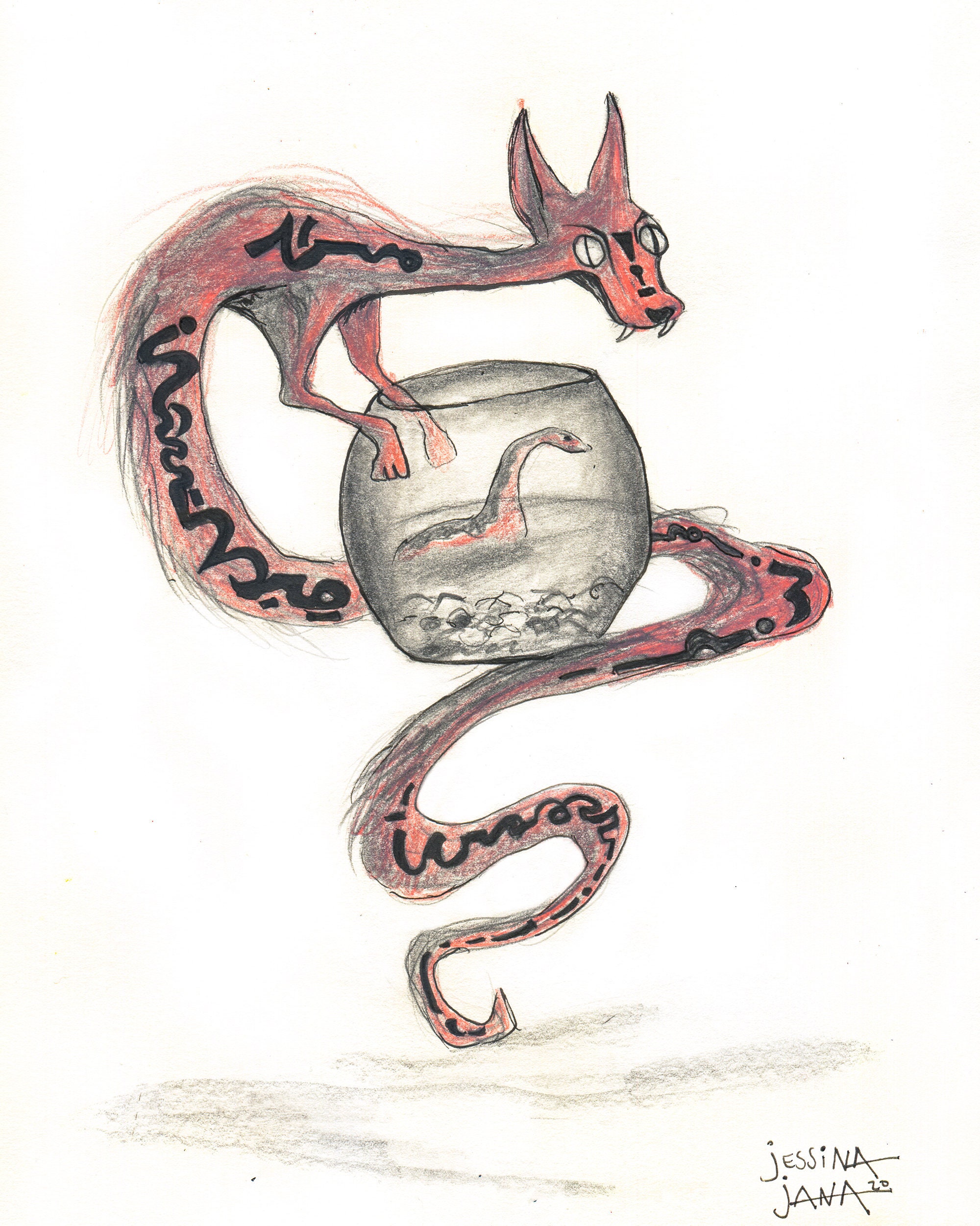 Cryptid Tatzelwurm Lochness Monster Art Print - Etsy